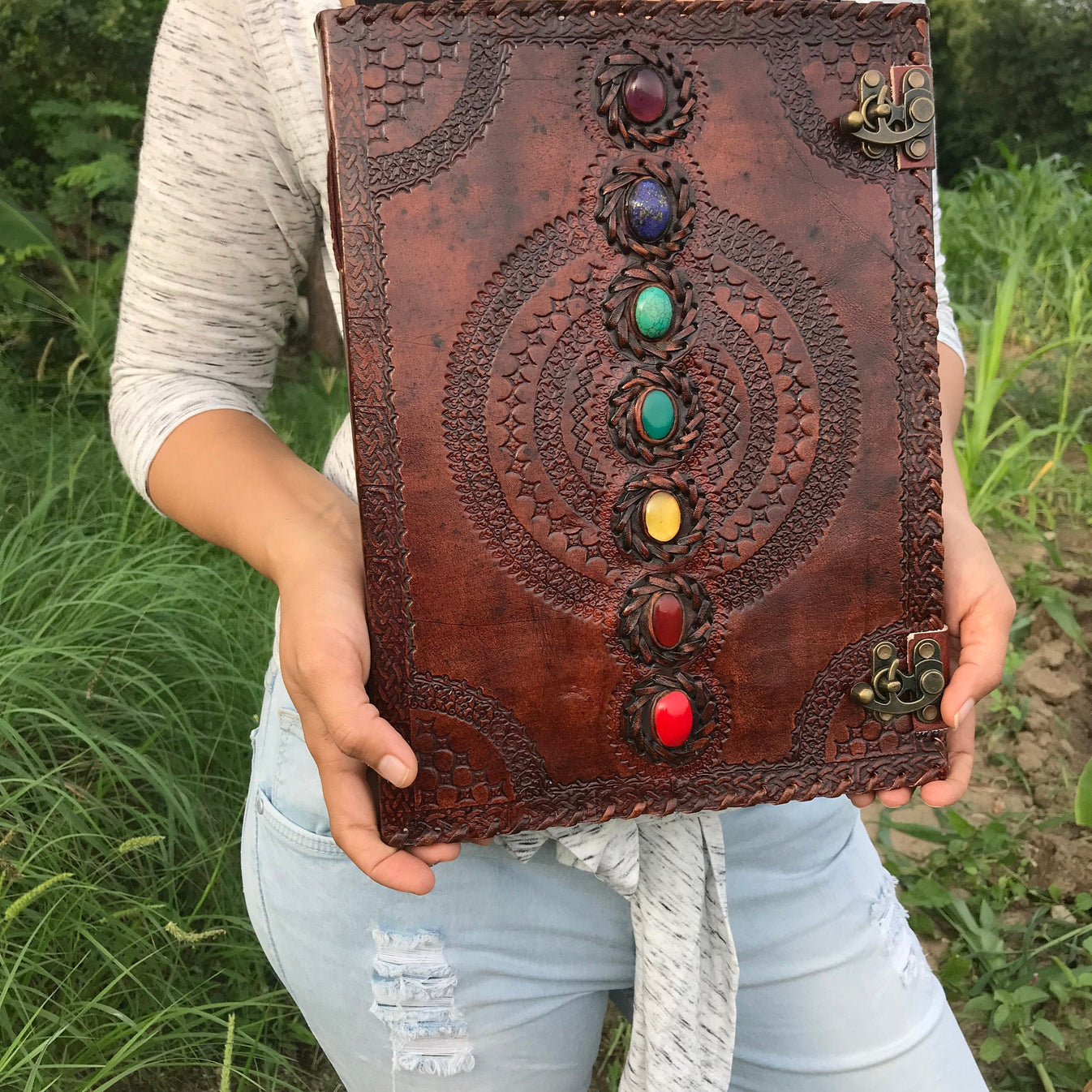 Magic notebook with 7 chakra gems – aakip.com