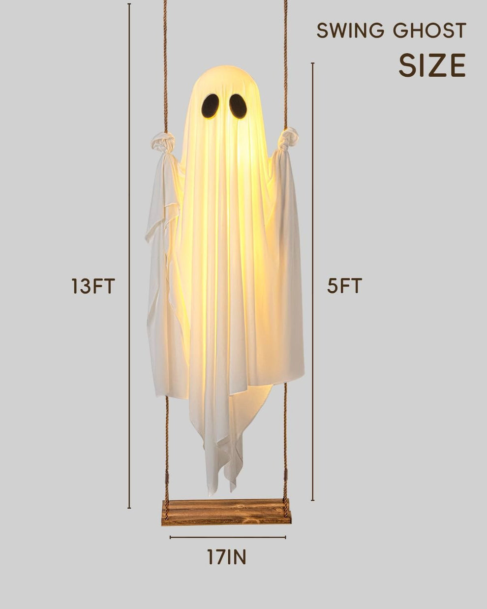 🔥ON SALE🔥Hanging Swing Ghost Halloween Decor with String Lights – aakip.com